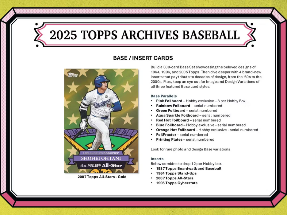 2025 Topps Archives Baseball Hobby Box (Pre-Order: December 12) — SJAY2K Trading Cards